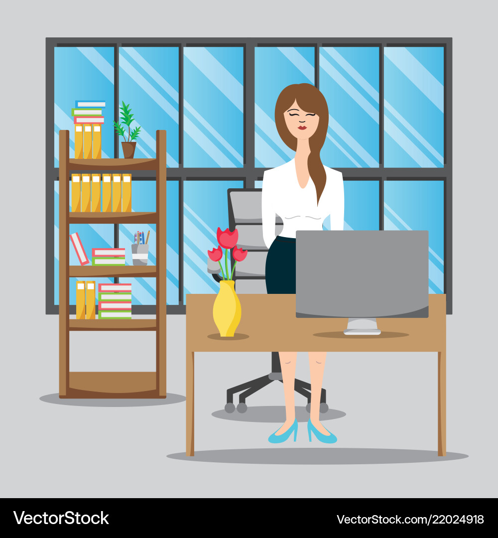 Businesswoman at office Royalty Free Vector Image