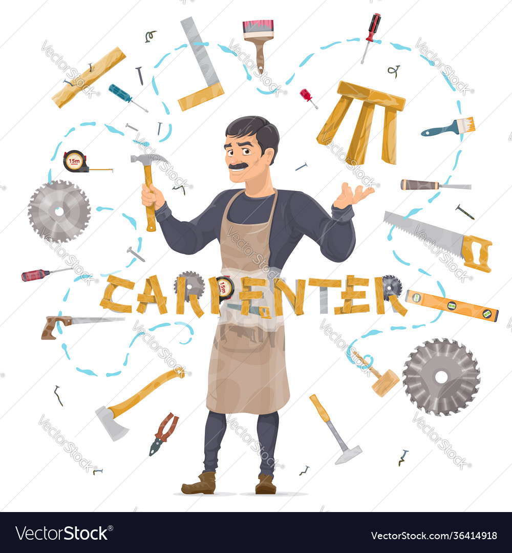 Carpentry round concept Royalty Free Vector Image