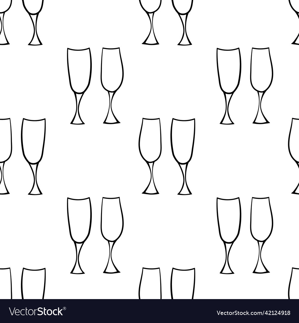 Champagne glass outline pattern Royalty Free Vector Image