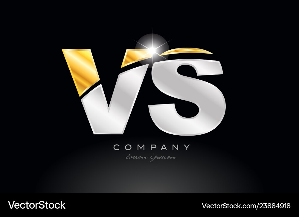 Combination letter vs v s alphabet with gold Vector Image
