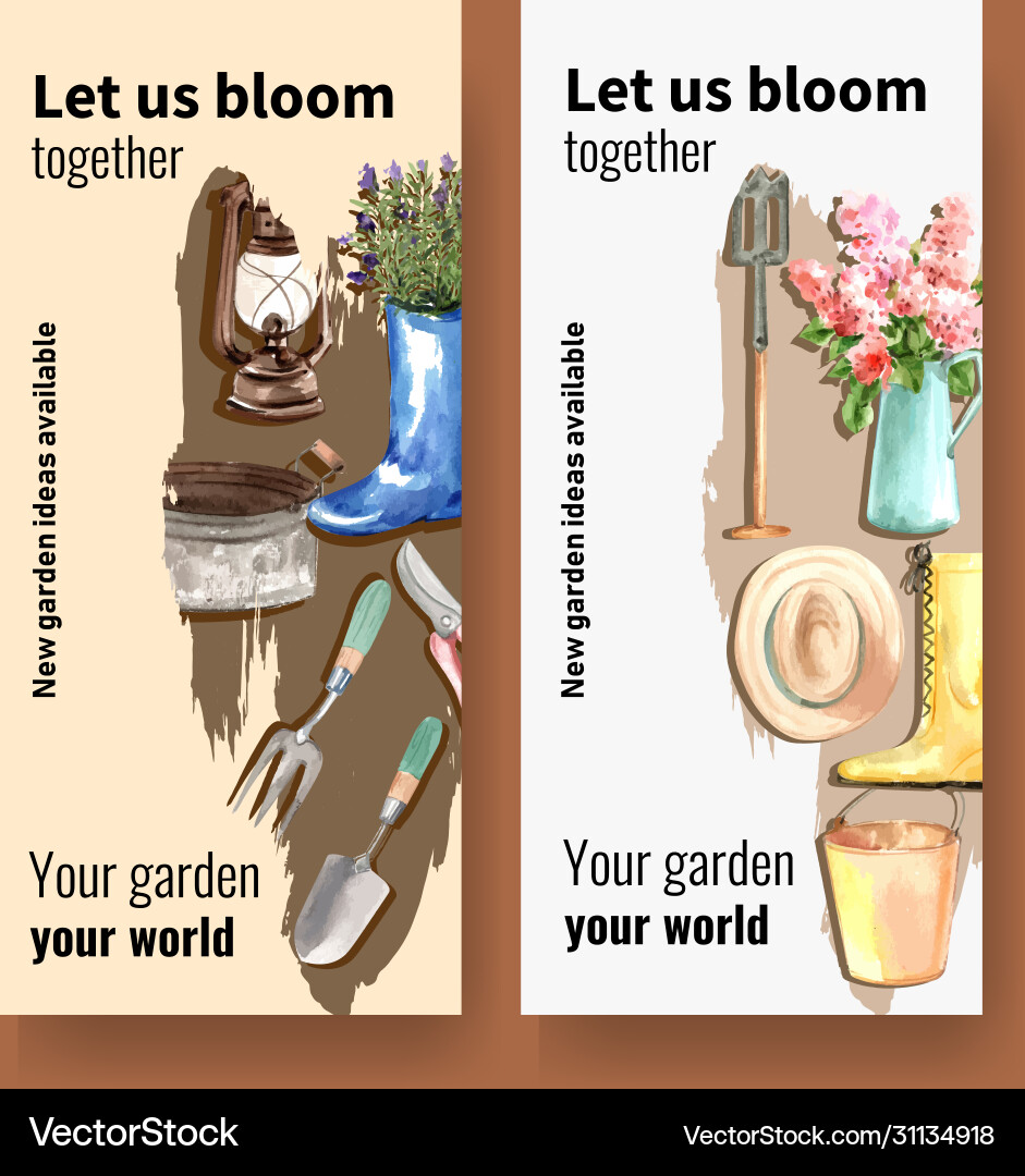 Flower garden flyer design with garden fork Vector Image