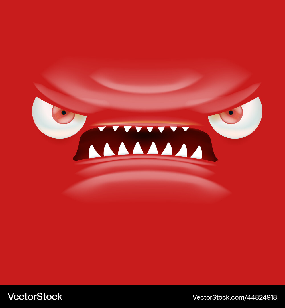 Funny angry red christmas monster face Royalty Free Vector