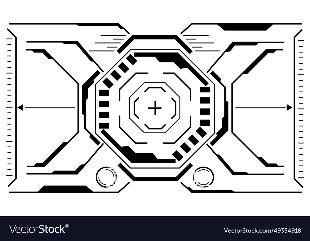Hud sci-fi interface screen view black octagon Vector Image