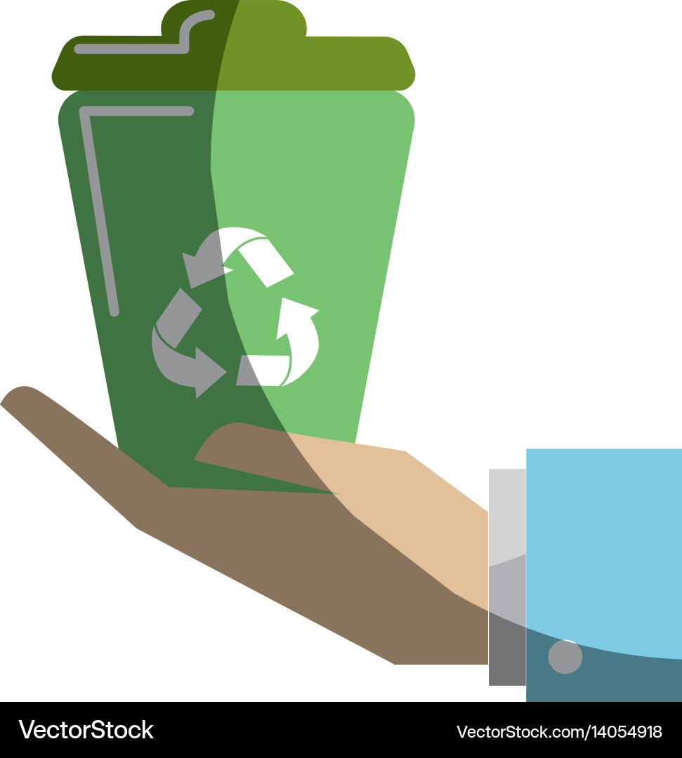 Recycle can in the hand icon Royalty Free Vector Image