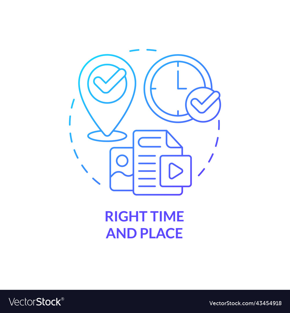 Right time and place blue gradient concept icon Vector Image Right time and place blue gradient concept icon Vector Image