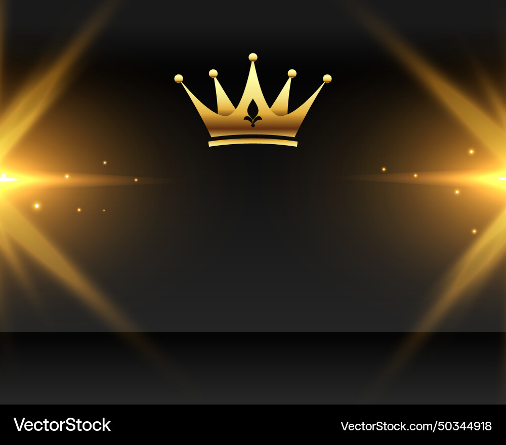 Royal golden crown background with glowing light Vector Image