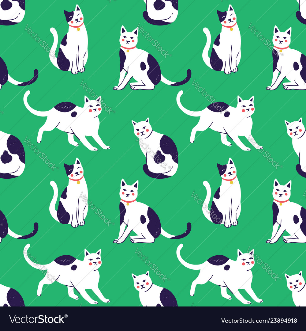 Seamless pattern with cute kittens creative Vector Image