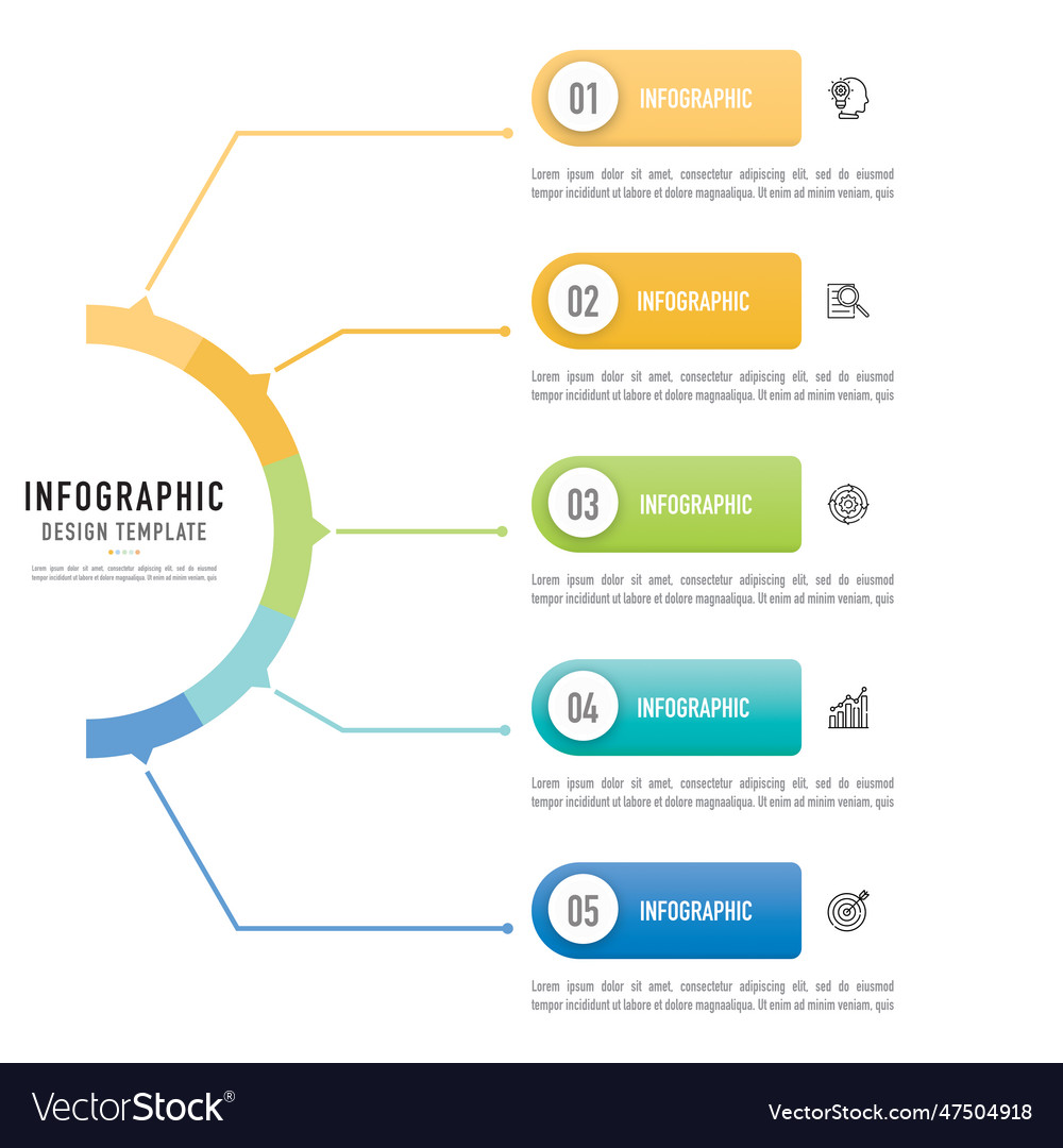 Semicircular and tag rectangular mind map Vector Image