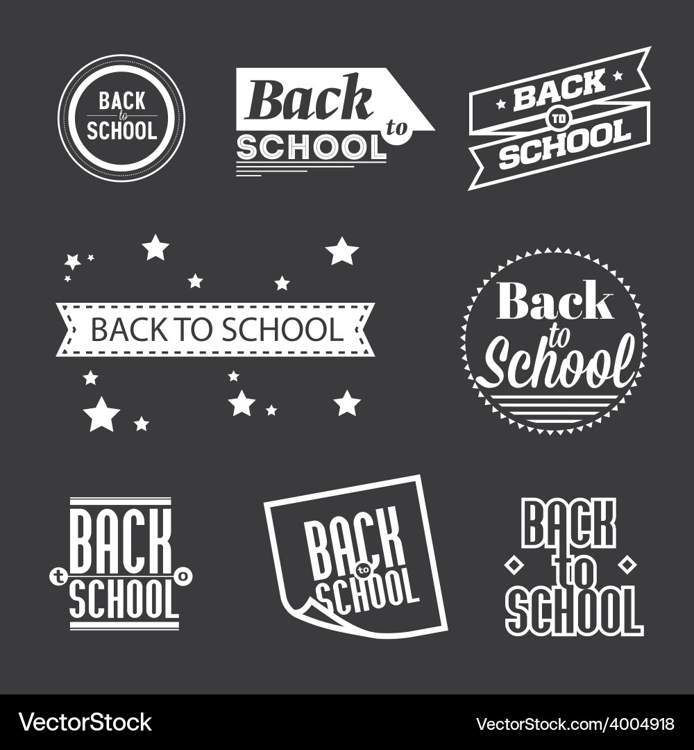 Set of back to school lettering Royalty Free Vector Image