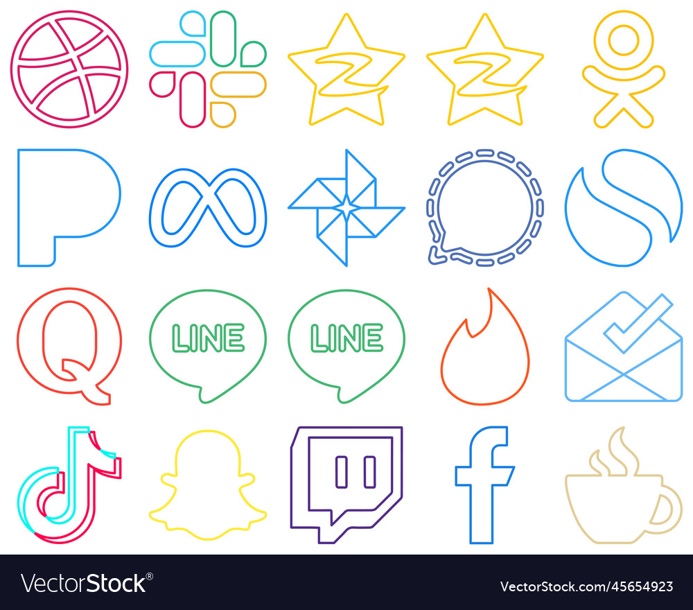 20 fully editable and versatile colourful outline Vector Image