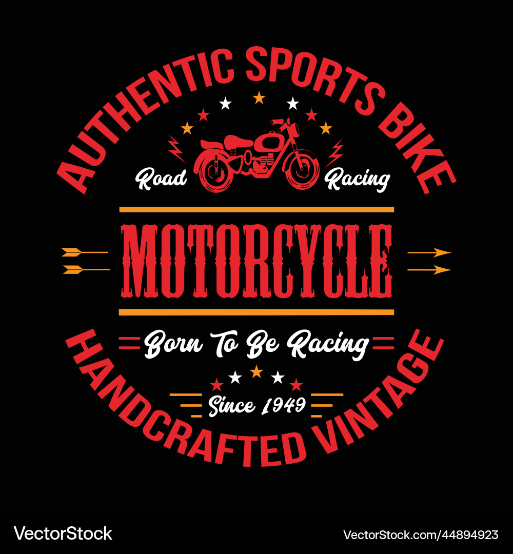 Authentic sports motorcycle handcrafted tshirt Vector Image