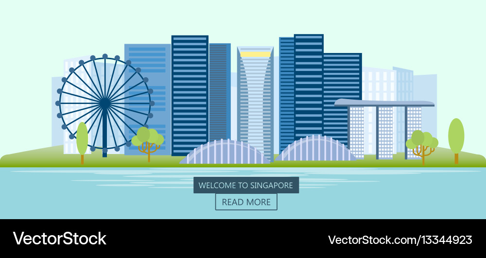 Banner horizontal of singapore panoramic view Vector Image