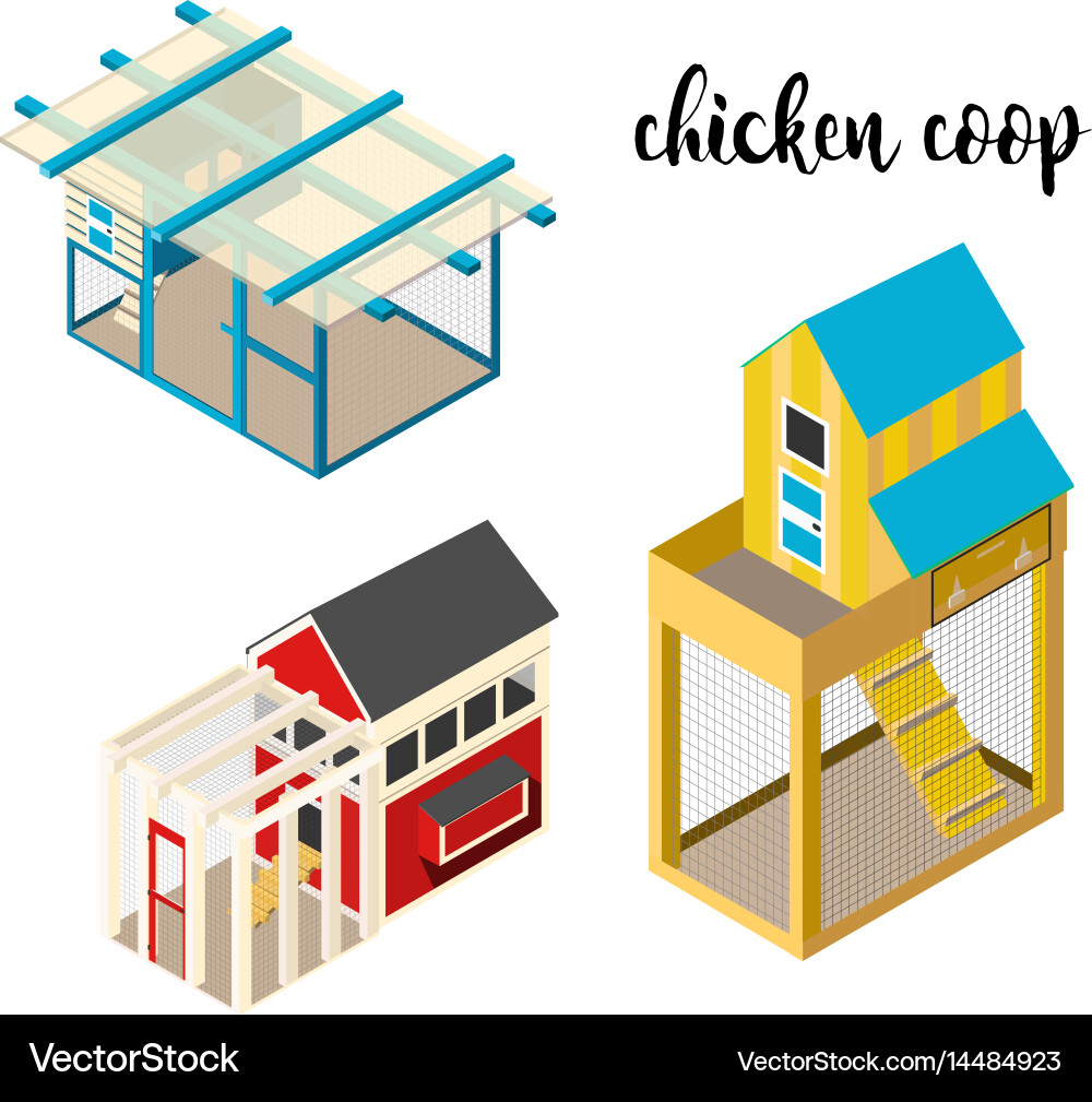 Chicken coop set Royalty Free Vector Image - VectorStock