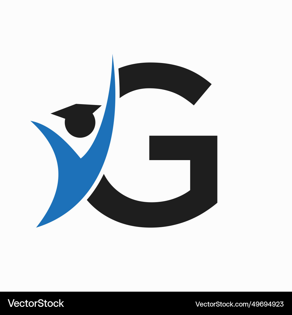 Education logo on letter g with graduation hat Vector Image