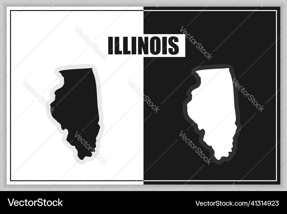 Flat style map of state illinois usa Royalty Free Vector