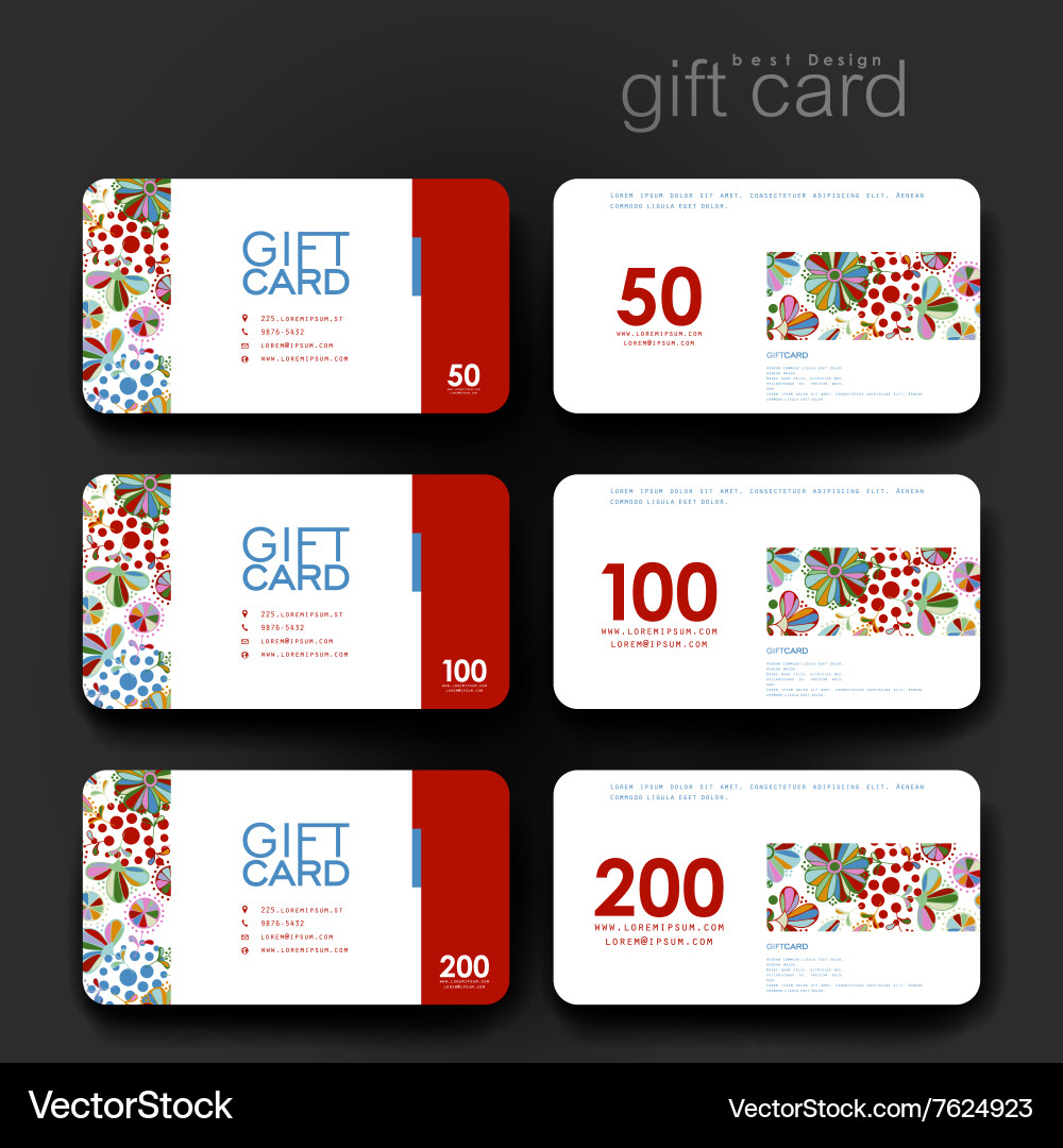 Gift coupon discount card template with floral Vector Image