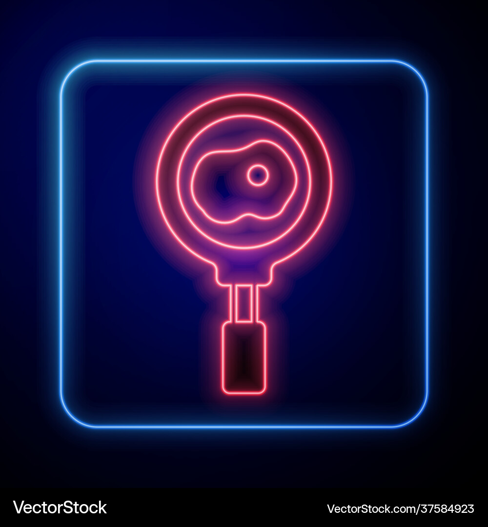 Glowing neon fried eggs on frying pan icon Vector Image
