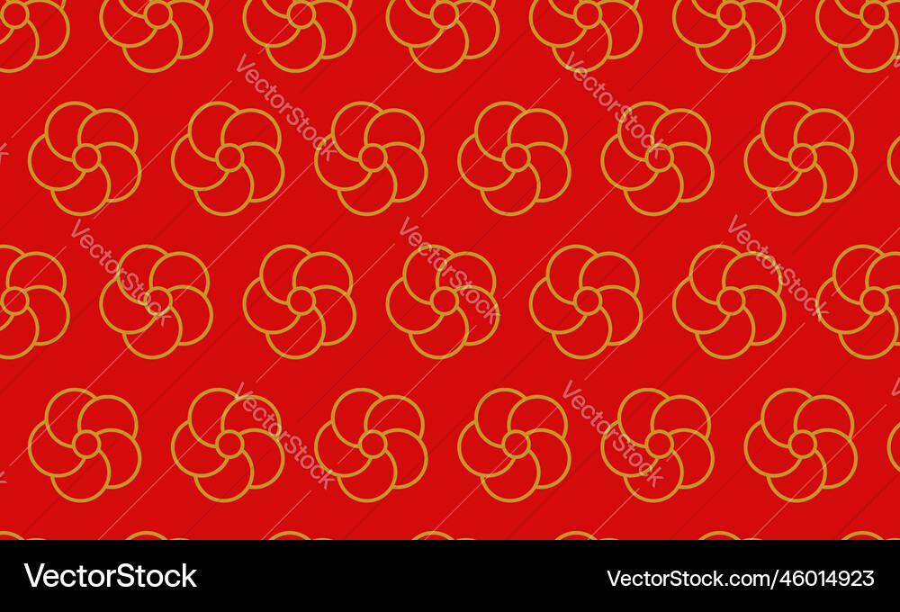 Golden and red japanese pattern twisted plum Vector Image