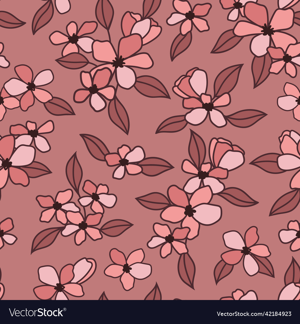 Hand drawn abstract floral pattern spring Vector Image