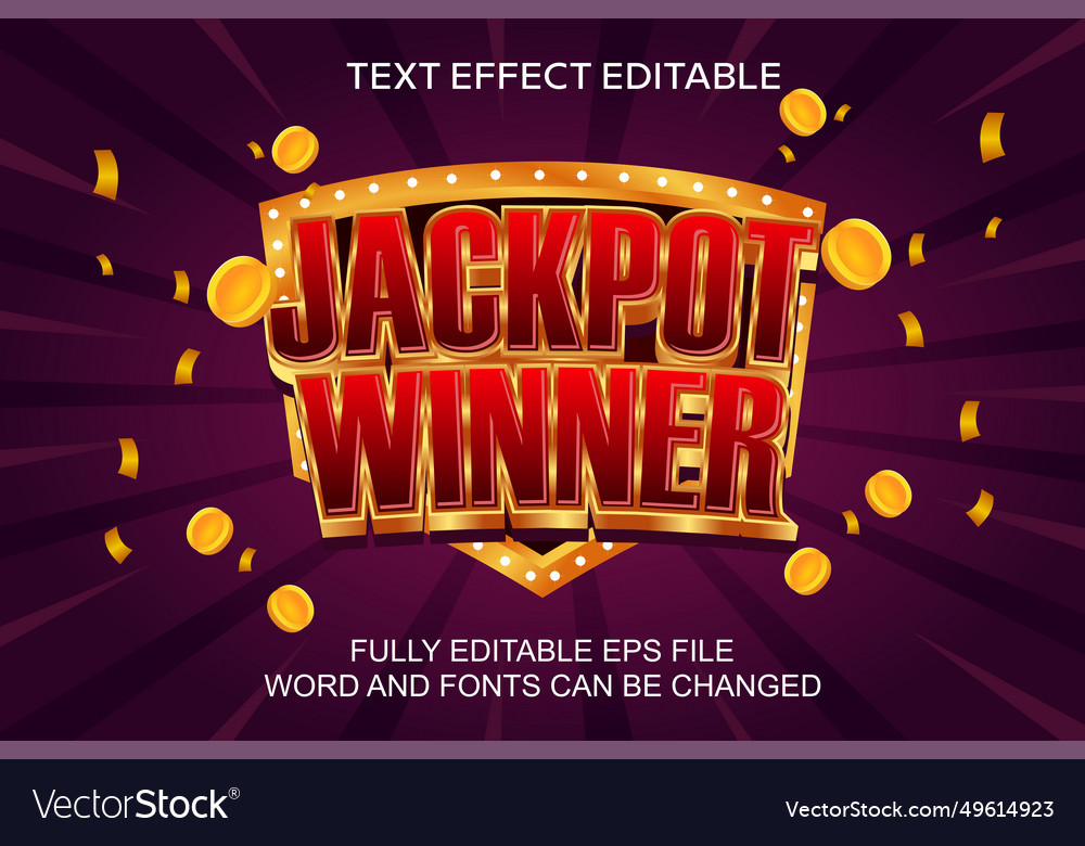 Jackpot winner text effect editable Royalty Free Vector Jackpot winner text effect editable Royalty Free Vector