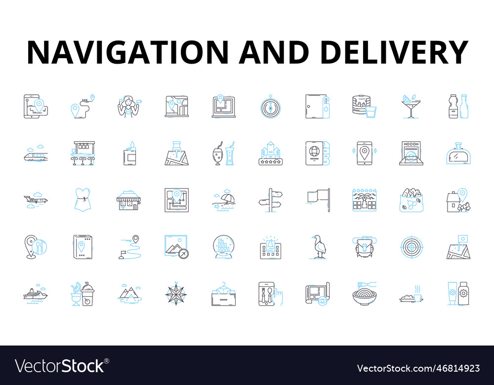 Navigation and delivery linear icons set routing Vector Image Navigation and delivery linear icons set routing Vector Image