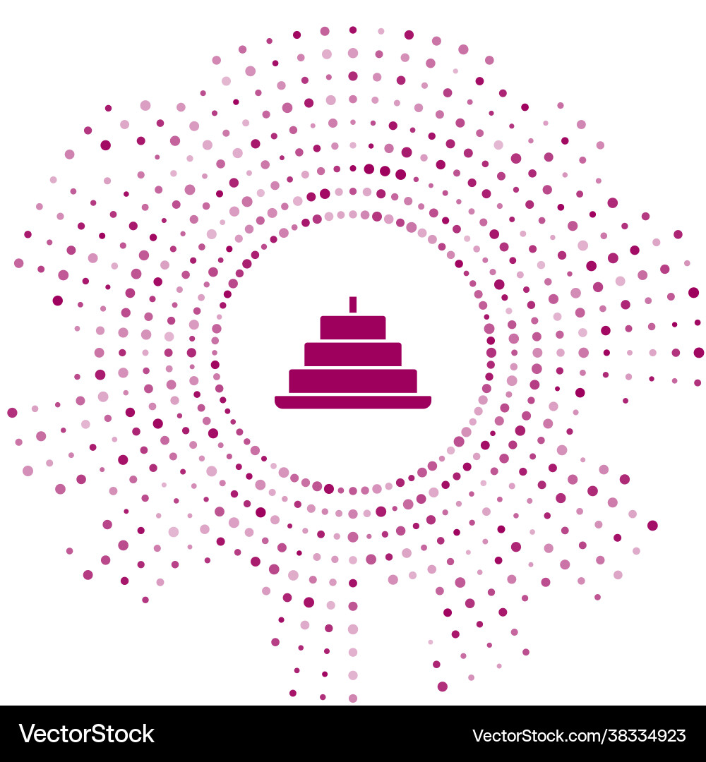 Purple cake with burning candles icon isolated Vector Image