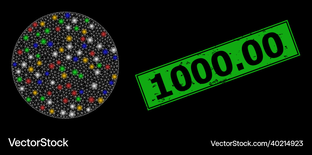 Scratched 100000 badge with network filled circle Vector Image