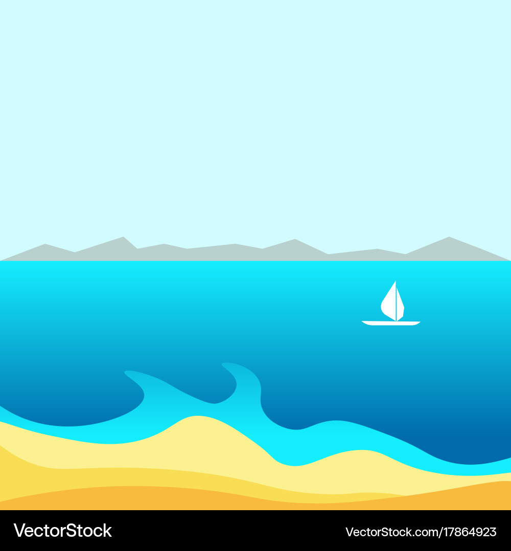 Spectacular bay with small white sailboat and Vector Image
