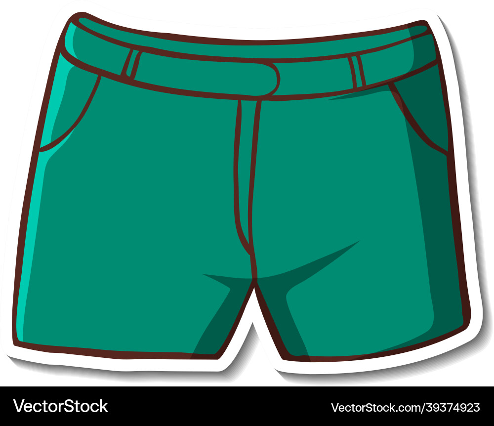 Sticker design with green shorts isolated Vector Image