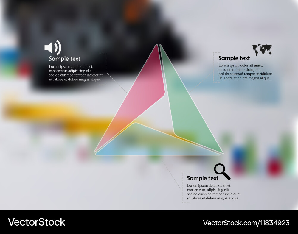 Triangle infographic divided to three parts Vector Image