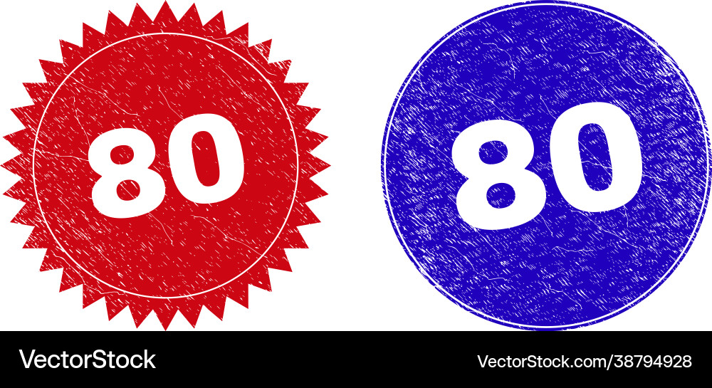 80 round and rosette seals with grunge style Vector Image