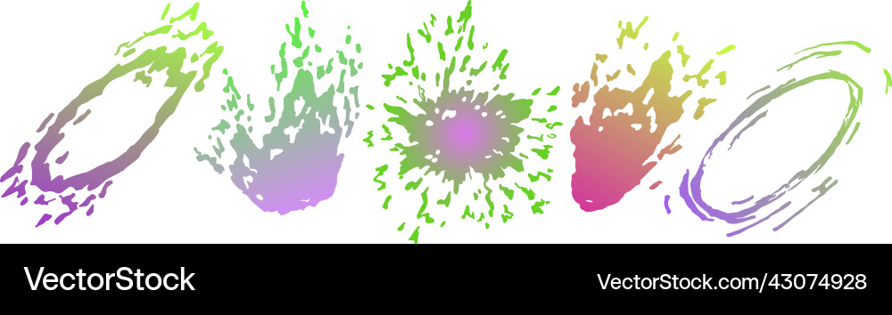 A set of gradient spots splash green purple Vector Image
