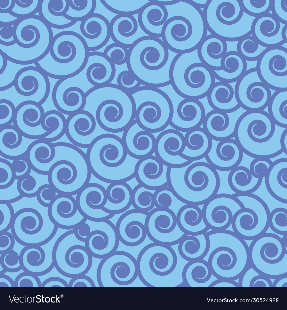 Blue wave swirl repeat pattern design Royalty Free Vector