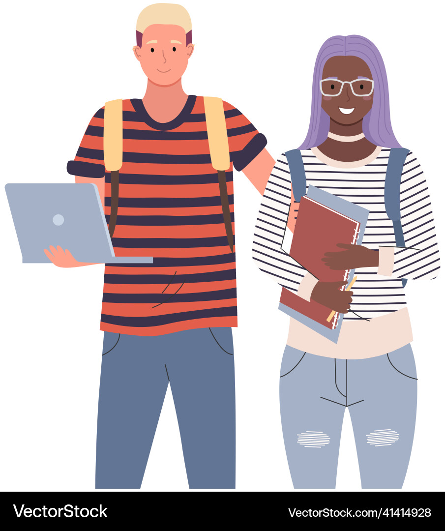 Diverse college university students schoolgirl Vector Image