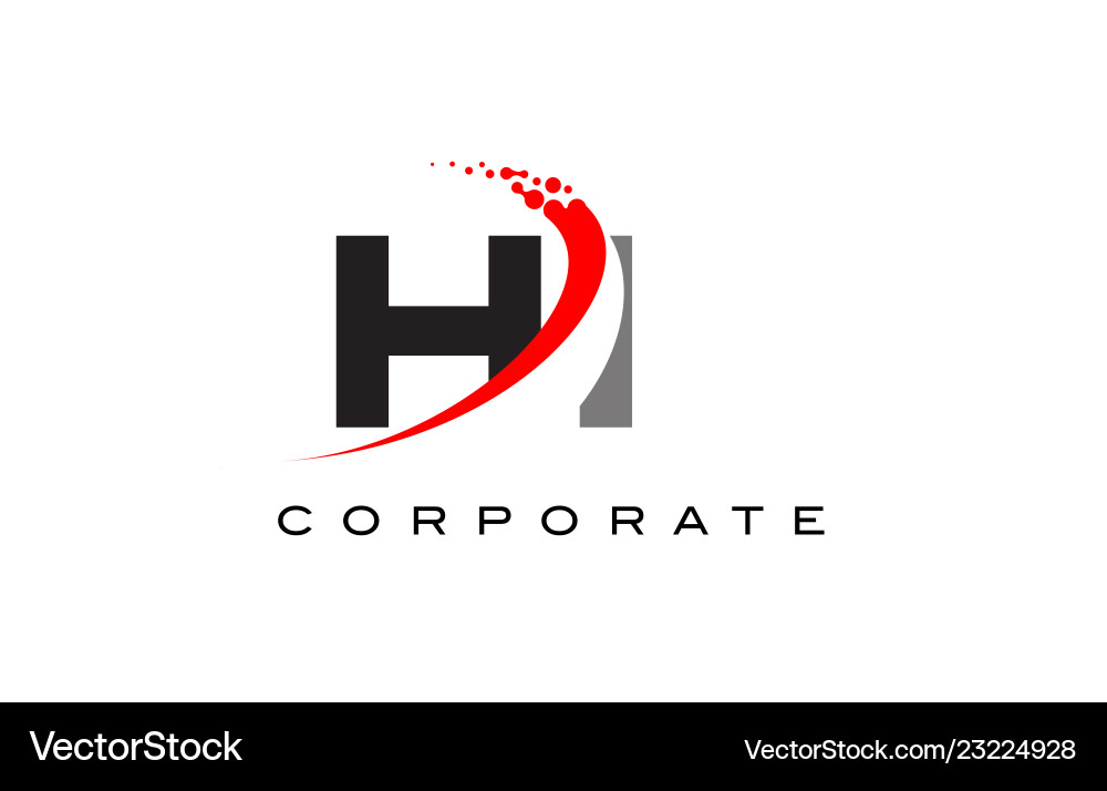 Hi modern letter logo design with swoosh Vector Image