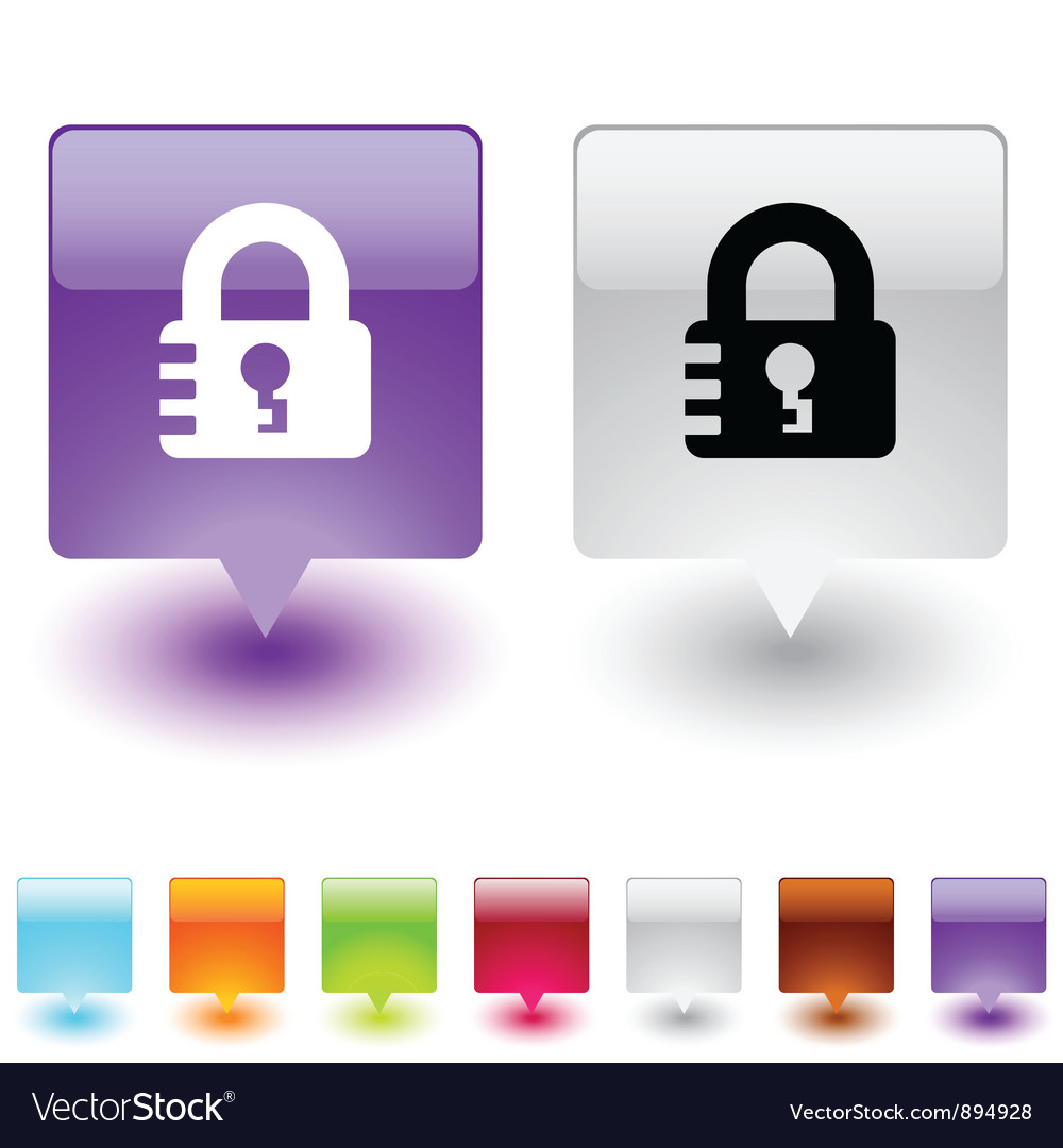 Lock square button Royalty Free Vector Image - VectorStock