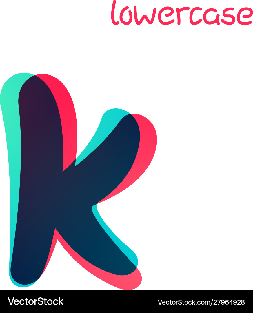 Overlapping gradient lowercase letter k logotype Vector Image