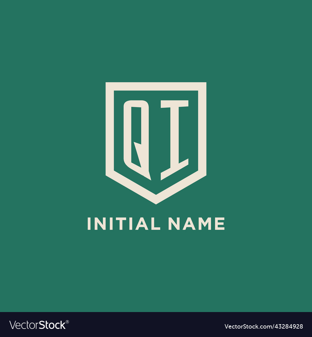 Qi initial logo monogram shield geometric shape Vector Image