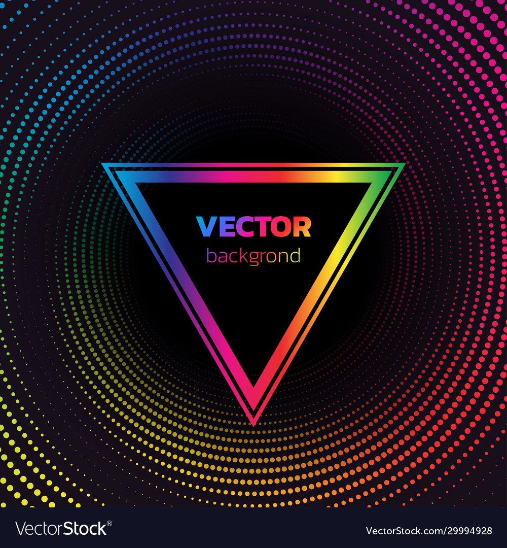 Rainbow Halftone Dotted Vortex Triangle Background