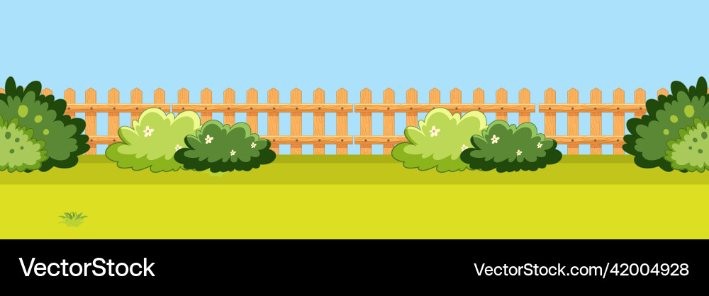 Scene of backyard with a fence Royalty Free Vector Image