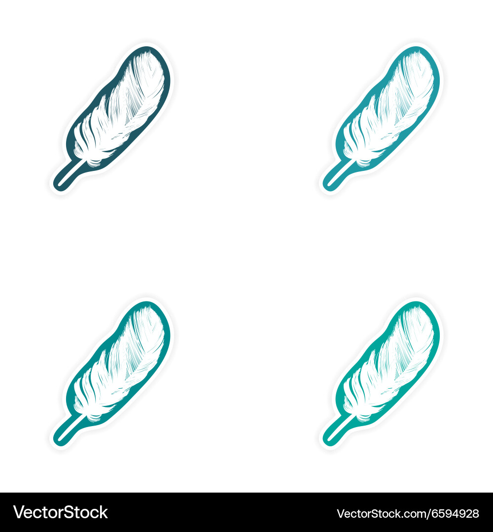 Set of stickers feather bird on white background Vector Image