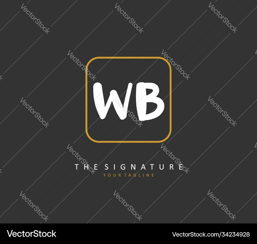 W b wb initial letter handwriting and signature Vector Image