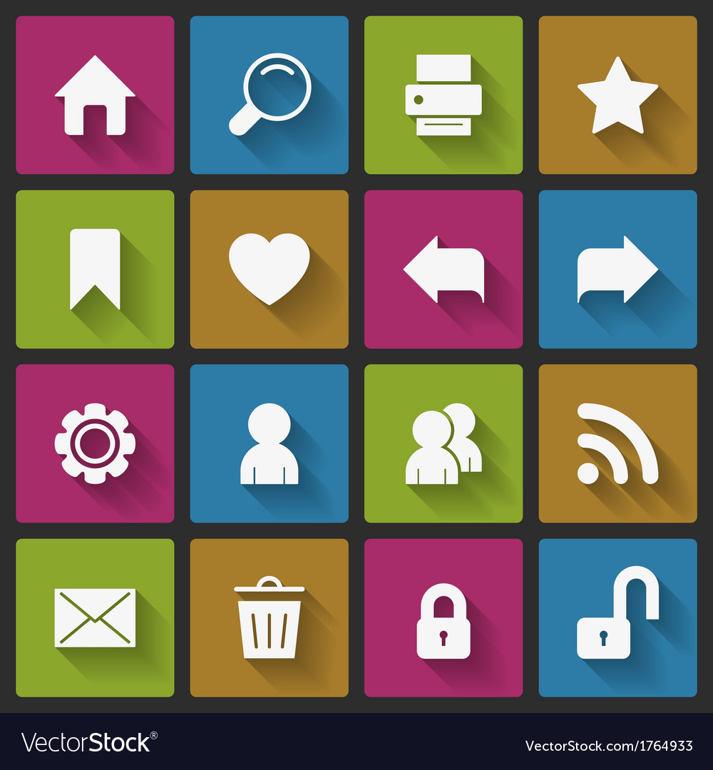 Basic website navigation elements squared shadows Vector Image