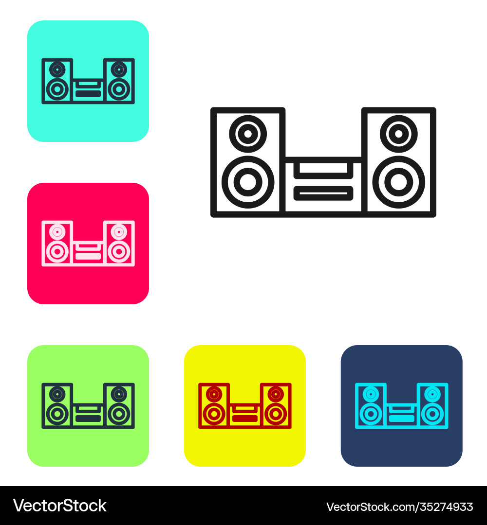 Black line home stereo with two speaker s icon Vector Image