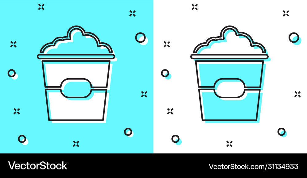 Black line popcorn in cardboard box icon isolated Vector Image