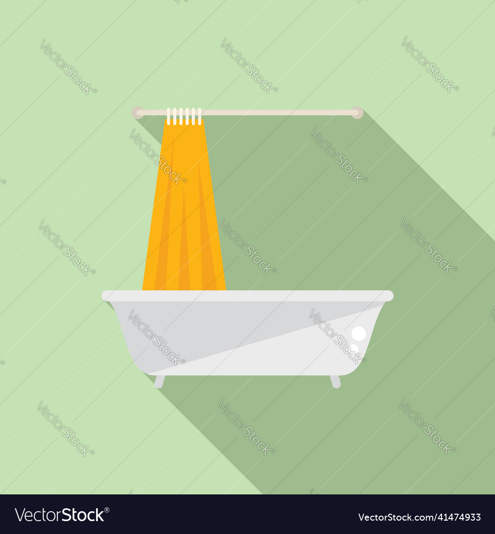 Clean Shower Curtain Icon Flat Bathroom Royalty Free Vector