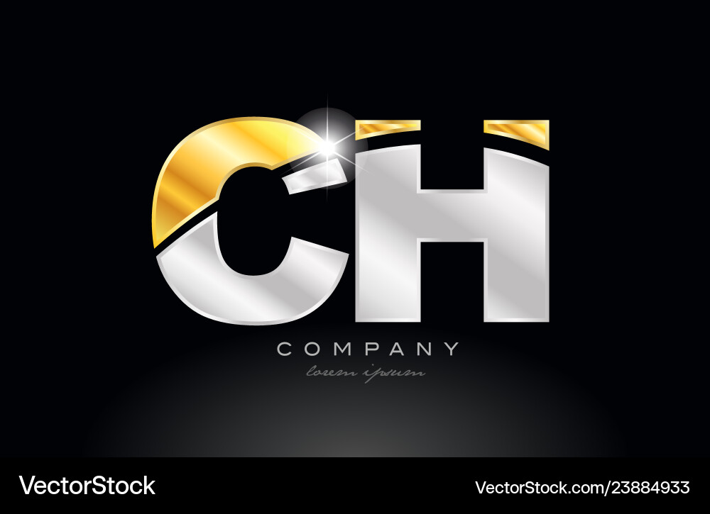Combination letter ch c h alphabet with gold Vector Image