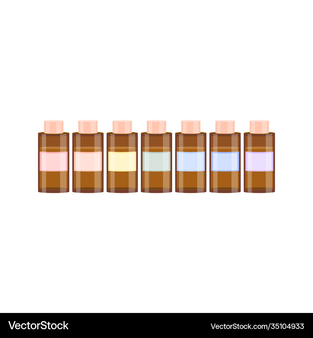 Flat essential oil brown bottle cosmetic vial Vector Image