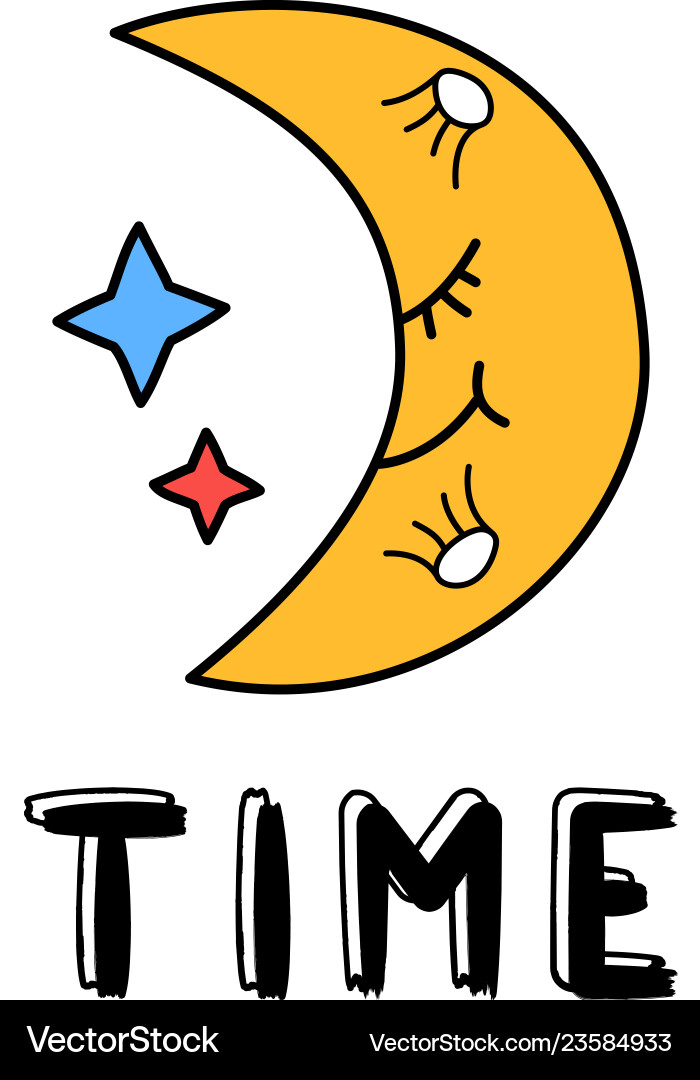 Hand draw moon icon in doodle style for your Vector Image