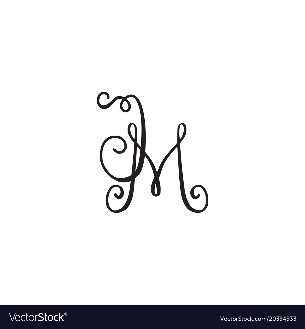Handwritten monogram icon Royalty Free Vector Image